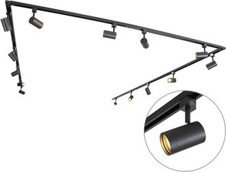 QAZQA Jeana - Système de rail spot luminaire plafond, plafonnier compatible pour led - 14 lumière - l 753 cm - Noir - Moderne - éclairage intérieur - Salon