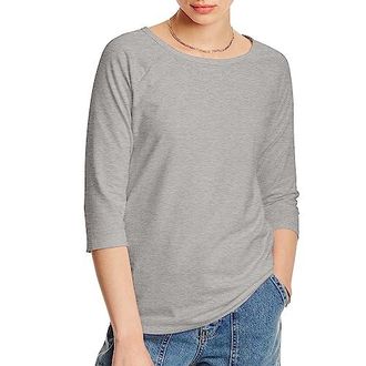 Hanes Stretch Cotton Raglan Sleeve Tee Chemise, Gris, XL Femme