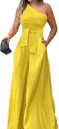 Generic Combinaisons à Une épaule pour Femmes, Pantalons Larges sans Manches, Barboteuse, Pull, Tenues dété décontractées pour Femmes