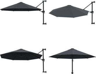 vidaXL Parasol mural avec m&acirc;t m&eacute;tallique 300 cm Anthracite - Parasol Mural - Parasol Exterieur - Parasol Jardin - Ombrage Solaire - Parasol Anthracite
