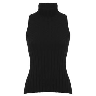 D.exterior Geripptes Oberteil mit Stehkragen - - Knitwear - Damen - Schwarzk - M