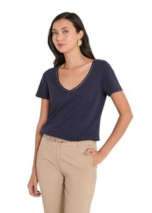 Grain de Malice Tshirt Basique col V Femme - Bleu Marine - Taille S