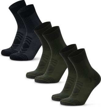 Danish Endurance Leichte Merino Wolle Wandersocken, Sommer Wollsocken, Unisex, f&uuml;r Herren & Damen, 3 & 5 Paar, Mehrfarbig (1x Schwarz, 2x Olivgr&uuml;n), 39-42