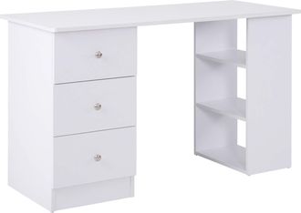 HOMCOM PC-Schreibtisch für Schlafzimmer und Büro mit Schubladen und Holzeinlegeböden 120x49x72cm Weiß