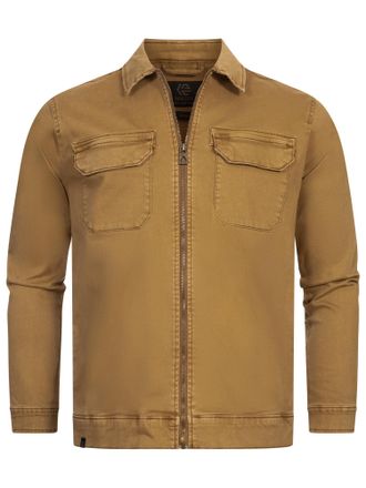 Indicode Herren INRusso Langarm-Hemd mit Zwei Brust-Taschen und Rei&szlig;verschluss | Herrenjacke M&auml;nner Otter, M