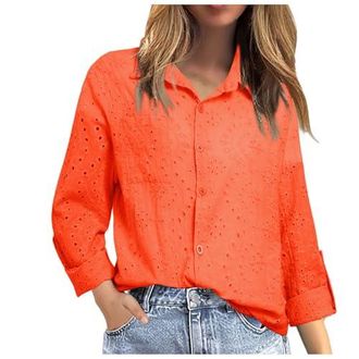 Generic Chemise boutonn&eacute;e en lin pour femmes 2025 tendance, coupe ample, col long, tunique d&eacute;t&eacute; en lin et coton, chemisiers en gaze de printemps brod&eacute;s, surdi
