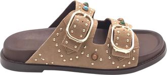 Inuovo Inuovo, Femme, Chaussures, Beige, Taille: 40 EU Double-Buckle Suede Slider