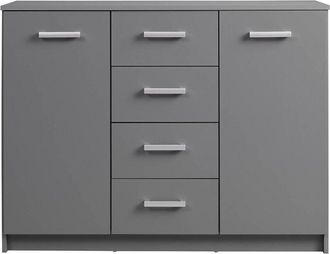 Altobuy ZEINE - Buffet 2 Portes 4 Tiroirs Coloris Gris Graphite