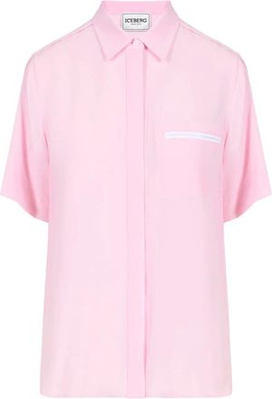Iceberg Femme, Blouses et Chemises, Rose, Taille: 34 FR Chemise rose confort coupe confort en cr&ecirc;pe de Chine m&eacute;lang&eacute; soie