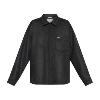 Balenciaga Wollhemd mit Logo - - Shirts - Herren - Grau - XL