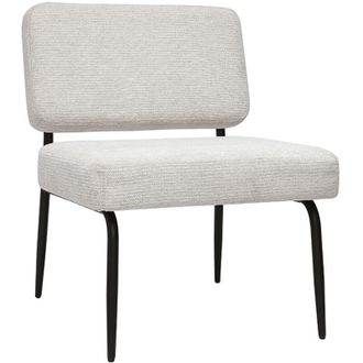 Miliboo Fauteuil en tissu chenille beige et m&eacute;tal noir VEDANA