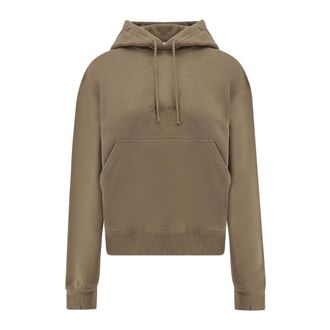 Saint Laurent Baumwoll-Sweatshirt mit Logo-Stickerei - - Sweatshirts & Hoodies - Damen - Gr&uuml;n - M