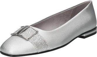 Easy Street Femme Keely Mocassins Plats, Paillettes satin&eacute;es argent&eacute;es, 38 EU &Eacute;troit