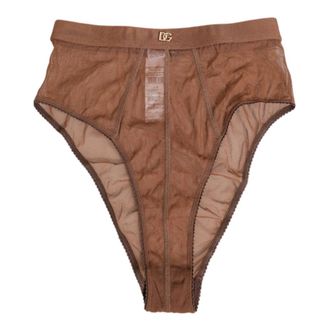 Dolce & Gabbana Braune Durchsichtige Mesh-High-Waist-Slip - - Underwear - Damen - Braun - S