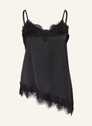 Oui Satintop Mit Spitze schwarz
