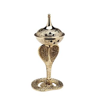 NKlaus Räuchergefäß Kobra Messing Schlange groß Oriental emailliert Weihrauchfass für Weihrauch Räucherwerk 7654