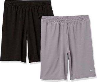 Amazon Essentials Short à coupe ample en textile technique haute performance (grandes tailles disponibles) Homme, Lot de 2, Gris/Noir, 6XL Grande taille