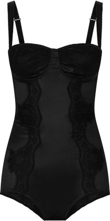 Dolce & Gabbana Femme, Tops, Noir, Taille: 40 FR Silk Balconette-Bra Bodysuit