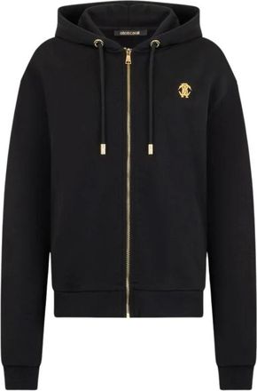 Roberto Cavalli Femme, Sweatshirts et sweats &agrave; capuche, Noir, Taille: 40 FR Flaming Rose Print SweaT-shirt Sweat &agrave; capuche