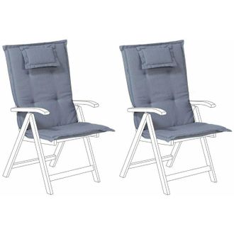 Beliani Beliani - Auflage f&uuml;r Gartenstuhl Blau Polsterbezug 2er Set Gartenm&ouml;bel