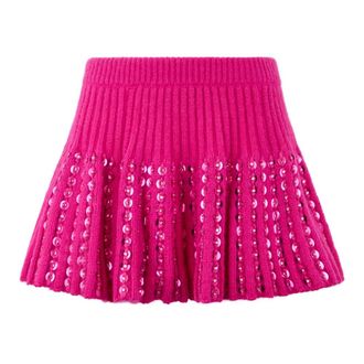 Valentino Garavani Gerippter Pailletten Minirock - - Skirts - Damen - Rosa - M