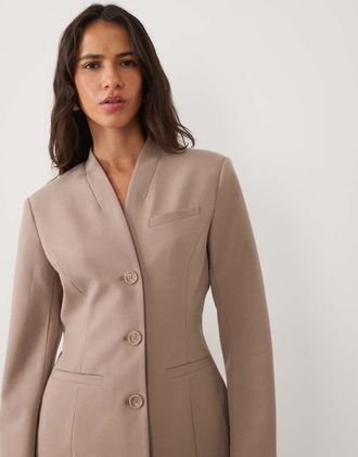 Asos blazer ajust&eacute; &agrave; hanches structur&eacute;es couleur champignon-Pas de couleur