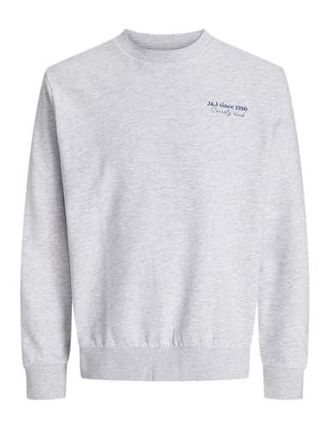 Jack & Jones Crew Neck Jjninety Sweat &agrave; col Rond, Blanc-Gris, M Homme