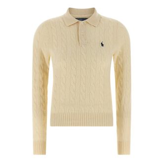 Polo Ralph Lauren Femme, Pulls, Blanc, Taille: 38 FR Pull Polo en Laine et Cachemire &agrave; Motifs C&acirc;bl&eacute;s