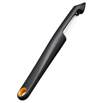 Fiskars Functional Form Sch&auml;ler mit beweglicher Klinge, Universalsch&auml;ler f&uuml;r Obst und Gem&uuml;se, Scharfe Spitze, Edelstahl-Klinge/Kunststoff-Griff, Schwarz/Orang