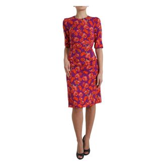 Dolce & Gabbana Lebendiges Blumiges Charmeuse Kleid - - Dresses - Damen - Mehrfarbig - XS