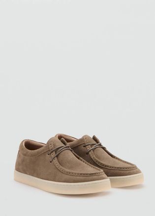 Mango Chaussures bateau cuir su&egrave;de marron clair/pastel - Homme - 39 - MANGO MAN