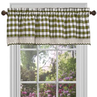 Achim Achim Home Furnishings Buffalo Karierter Volant, 147 x 35 cm, Salbeigrün