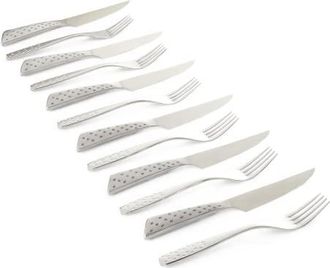 Weber Deluxe Steak-Set, 6-teilig, bestehend aus Messer & Gabel, aus hochwertigem Deutschen Edelstahl, Monoblock Design, extra scharf geschliffen, ergnomisch