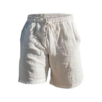 Generic Short Plage Homme - Short Casual Homme Coton Trousers Taille Elastique Couleur Unie Pantalon Courte Respirant Pantalon Fluide L&eacute;ger Trousers De Surv&ecirc;t