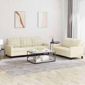 vidaXL Vidaxl - Canap&eacute; droit 2 places en similicuir cr&egrave;me - Dimensions 138x77x80cm - Coussins rembourr&eacute;s - Structure en m&eacute;tal et contreplaqu&eacute;