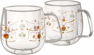 Hutschenreuther Christmas Love Glas dekoriert Becher doppelwandig 2er Set