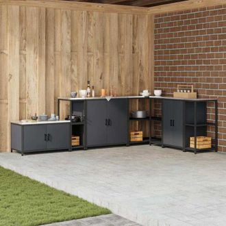 vidaXL Vidaxl - tag&egrave;re de rangement de cuisine avec &eacute;tag&egrave;re Anthracite Acier