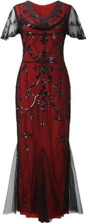 Generic Robe de Soiree Femme Chic Et Glamour Robe Cocktail À Sequins Style Années 1920 Élégante À Manches Courtes Et Coupe Ajustée Légère Et Luxueuse pour Ban