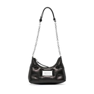 Maison Margiela Gepolsterte Leder-Schultertasche mit Logo - - Bags - Damen - Schwarzk - ONE SIZE