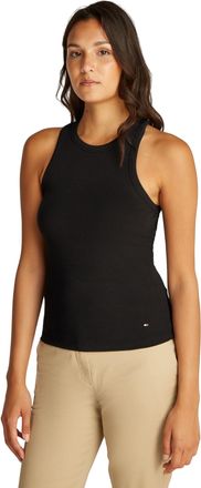 Tommy Hilfiger Damen Top Slim Rib Tank Top mit Stretch, Schwarz (Black), XXL