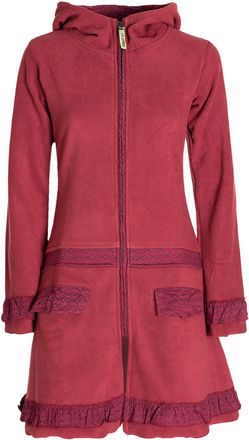 vishes Alternative Bekleidung - Damen lange Fleecejacke Fleecemantel &Uuml;bergangsjacke ECO-Fleece dunkelrot 42-44