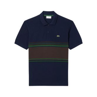 Lacoste Kurz&auml;rmeliges Poloshirt mit geripptem Kragen - - Tops - Herren - Blau - M