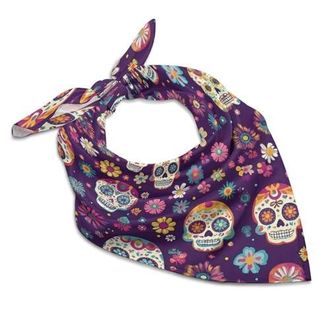 Generic Écharpe carrée en soie légère avec motif tête de mort et marguerite pour cheveux, foulard respirant, cadeau pour homme et femme, multicolore, 60x60cm