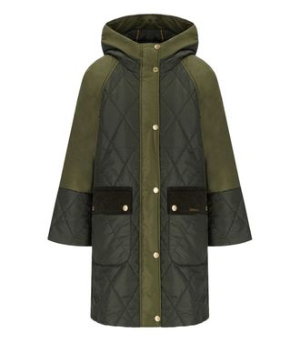 Barbour VESTE LONGUE &Agrave; CAPUCHE ELSPETH QUILTED VERTE BARBOUR