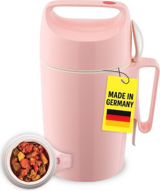 Rotpunkt Thermobeh&auml;lter f&uuml;r Essen 850 ml inkl. L&ouml;ffel - Thermo Lunchbox Hei&szlig; & Kalt I Made in Germany I Hochwertiger Thermo Essensbeh&auml;lter (Dirk 850, Flamingo)
