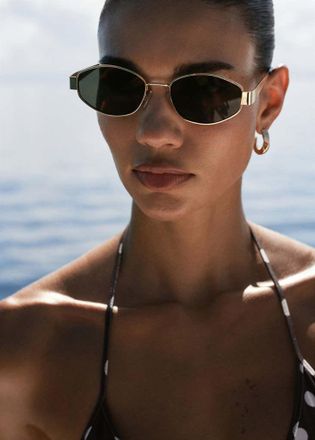 Mango Lunettes de soleil monture m&eacute;tallique or - Femme - Taille unique - MANGO