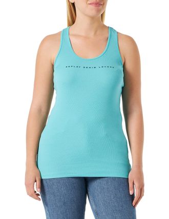 Replay Damen Tank Top Lang, Water 191 (Blau), XL