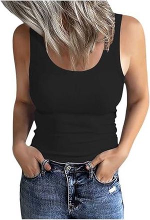 Generic D&eacute;bardeur Femme Coton Tank Top Mode d&eacute;contract&eacute;e Quotidienne pour Femmes avec Un Design &agrave; Ourlet Volant &eacute;l&eacute;gant Facilement assortissable avec des Pant