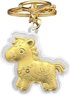 Generic Porte-cl&eacute;s cheval, feuille daluminium 3,8 x 3,8 cm cheval et 5 x 3,2 cm lettre richesse symbole t&eacute;l&eacute;phone charme, porte-cl&eacute;s mignon pour Nouvel An, fa