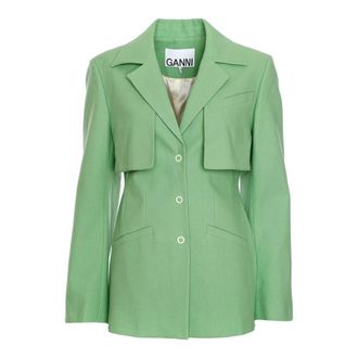 Ganni Femme, Vestes, Vert, Taille: 36 FR Blazer Cotton Suiting